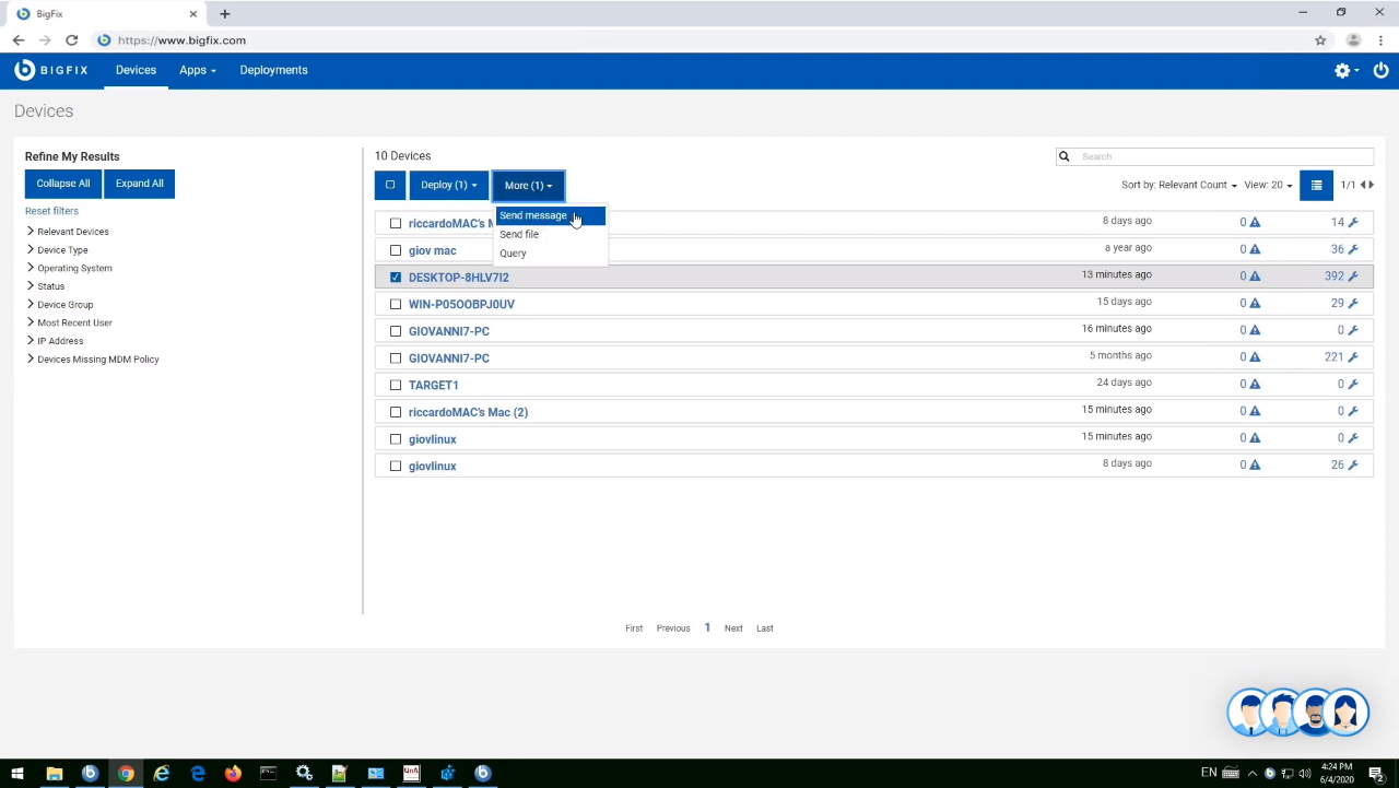 HCL BigFix - ส่งข้อความผ่าน Web UI - KTNBS